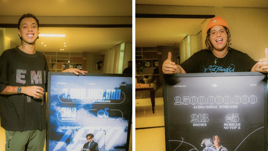 Trappers Teto e Wiu recebem homenagem por mais de dois bilhões de streams